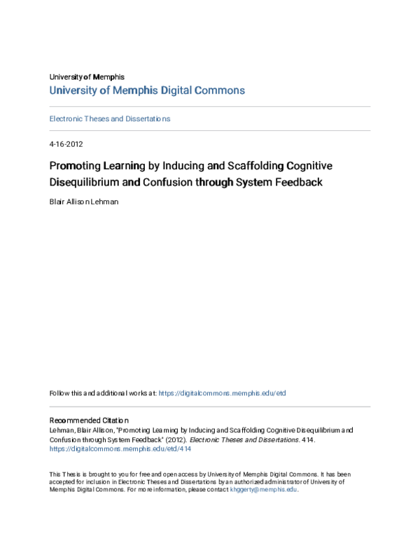 (PDF) Promoting Learning by Inducing and Scaffolding Cognitive Disequilibrium and Confusion ...