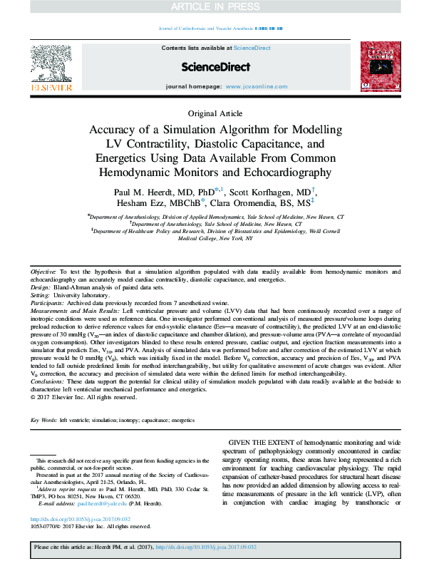 (PDF) Accuracy of a Simulation Algorithm for Modelling LV Contractility ...
