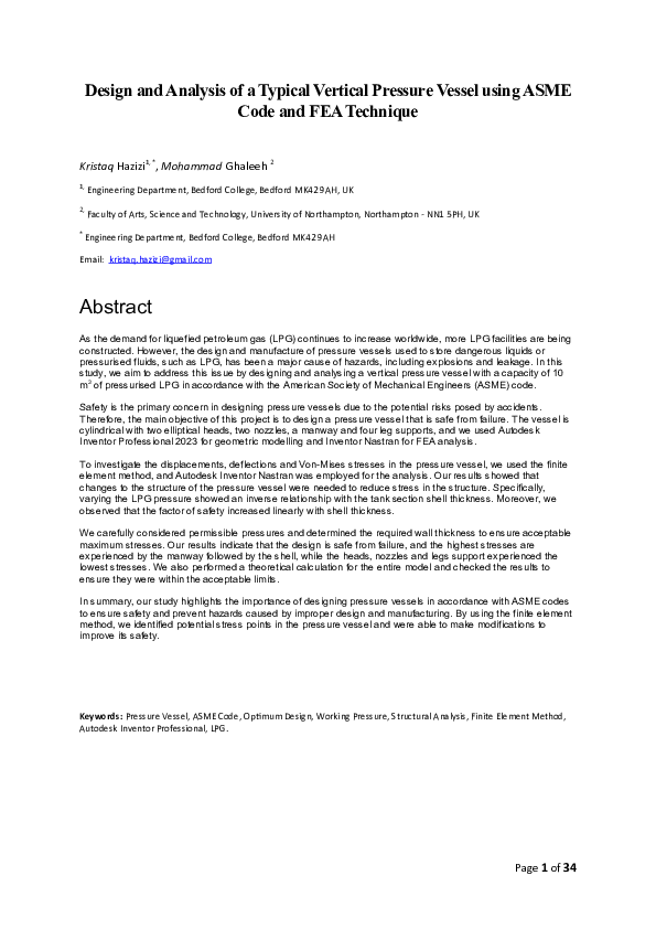 (DOC) Design and Analysis of a Typical Vertical Pressure Vessel using ...
