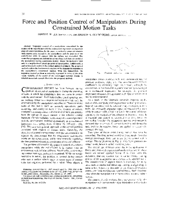 (PDF) Force and position control of manipulators during constrained motion tasks | Andrew ...