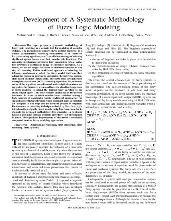 Pdf Development Of A Systematic Methodology Of Fuzzy Logic Modeling