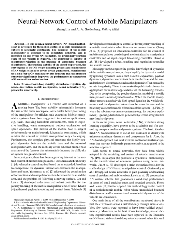 (PDF) Neural-network control of mobile manipulators (PDF) Neural-network control of mobile manipulators