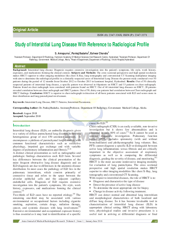 (PDF) Study of Interstitial Lung Disease With Reference to Radiological ... (PDF) Study of Interstitial Lung Disease With Reference to Radiological ...