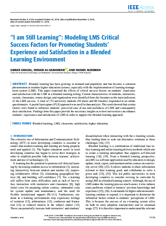 (PDF) “I am Still Learning”: Modeling LMS Critical Success Factors for ...