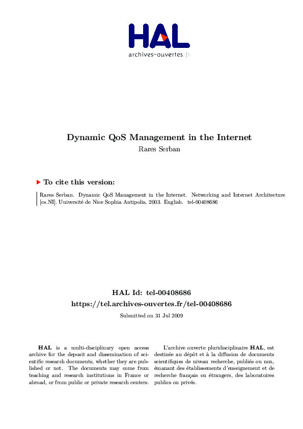 (PDF) Dynamic QoS Management in the Internet