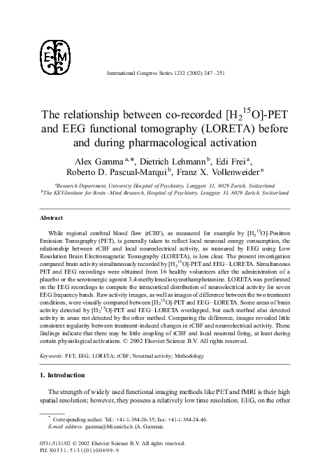 (PDF) The relationship between co-recorded [H215O]-PET and EEG functional tomography (LORETA ...