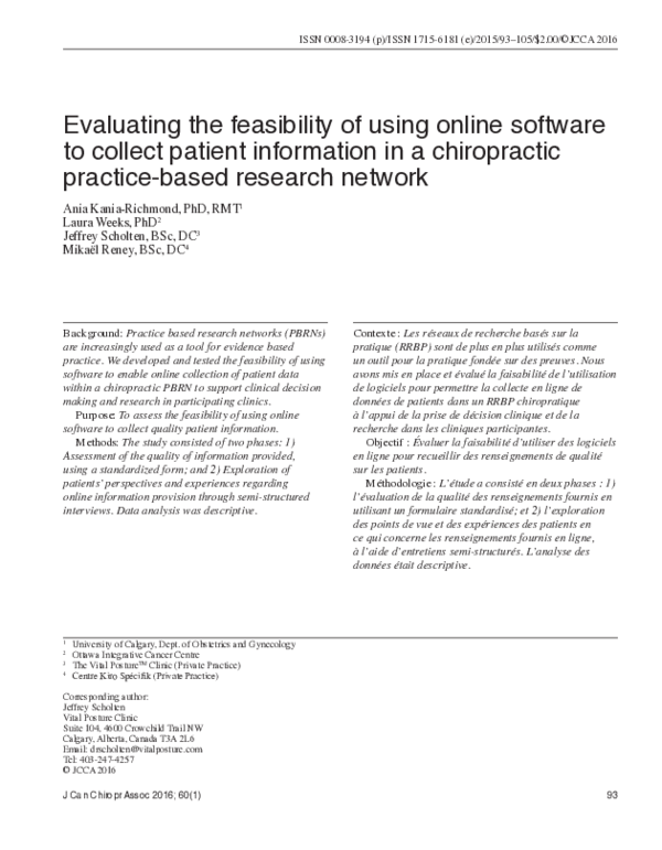 (PDF) Evaluating the feasibility of using online software to collect patient information in a ...