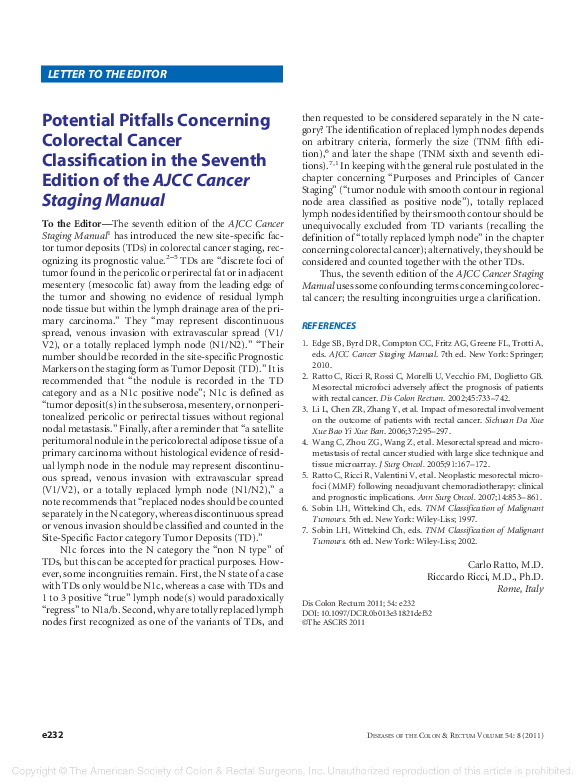 (PDF) Potential Pitfalls Concerning Colorectal Cancer Classification in ...