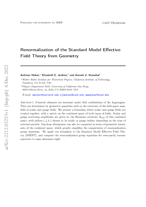 (PDF) Renormalization of the Standard Model Effective Field Theory from ...