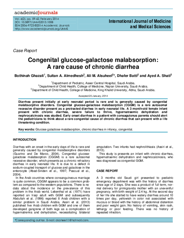 (PDF) Congenital glucose-galactose malabsorption: A rare and severe ...
