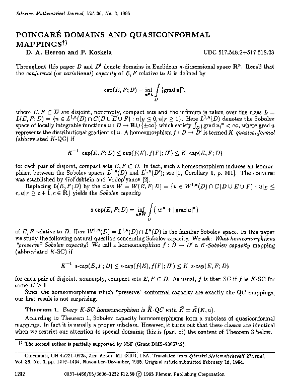(PDF) Poincaré domains and quasiconformal mappings