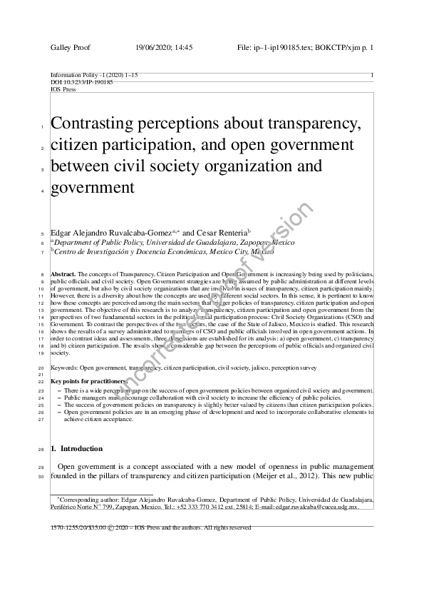 (PDF) Contrasting perceptions about transparency, citizen participation ...