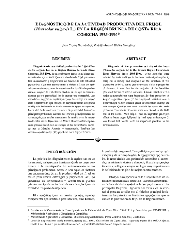 (PDF) Diagnóstico de la actividad productiva del frijol (Phaseolus ...