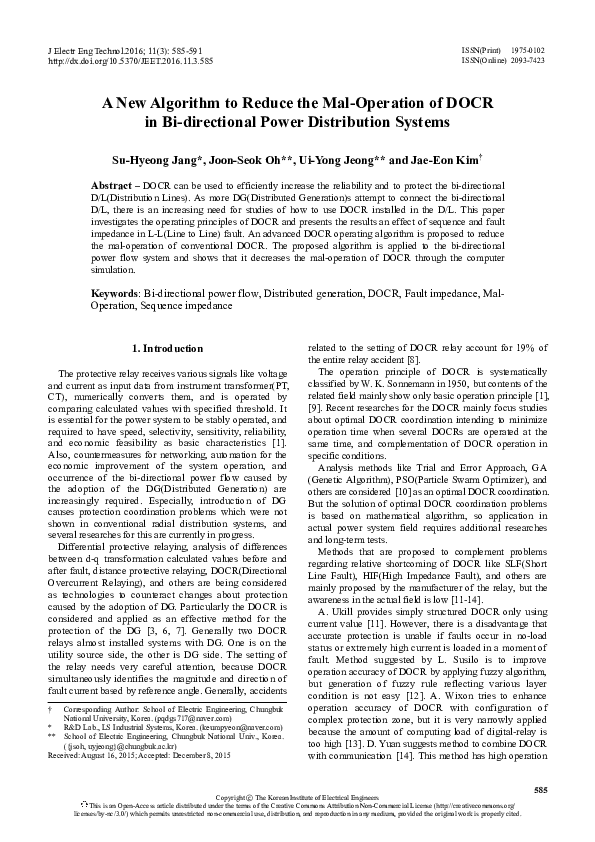 (PDF) A New Algorithm to Reduce the Mal-Operation of DOCR in Bi ...