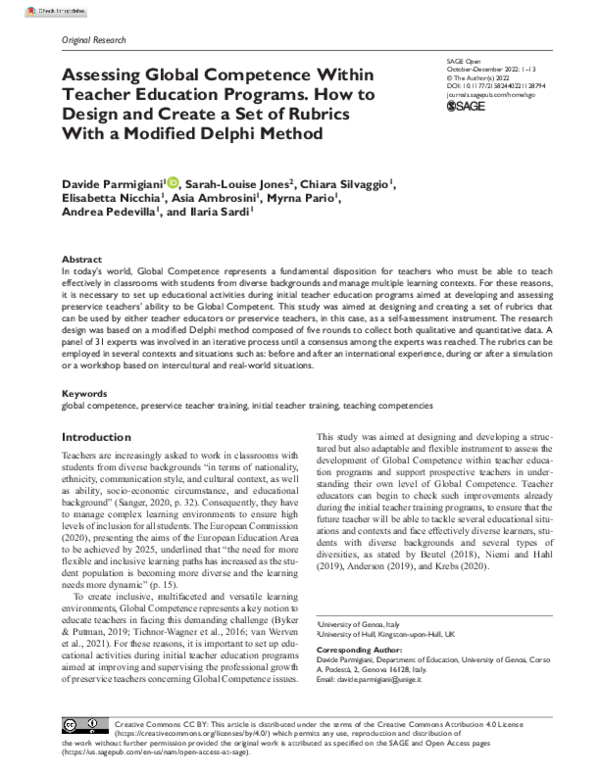 (PDF) Assessing Global Competence Within Teacher Education Programs. How to Design and Create a ...