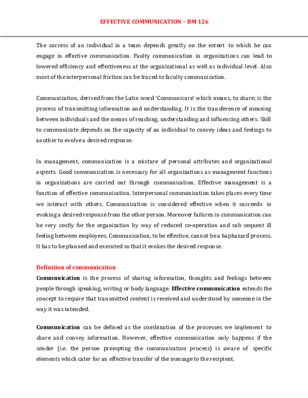 (DOC) Effective communication notes