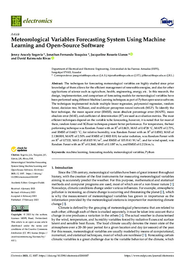 (PDF) Meteorological Variables Forecasting System Using Machine Learning and Open-Source Software
