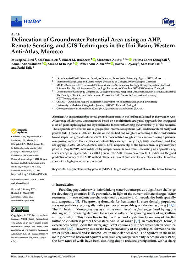Pdf Delineation Of Groundwater Potential Area Using An Ahp Remote Sensing And Gis Techniques