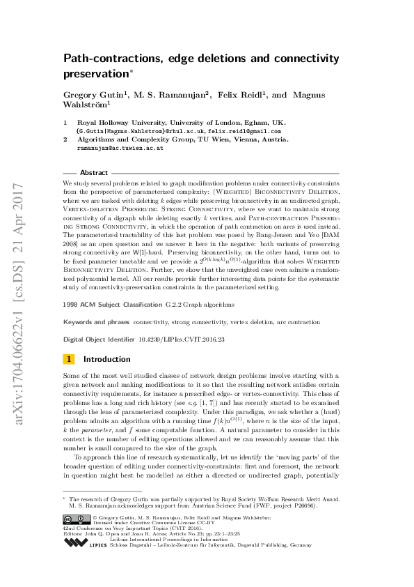 (PDF) Path-contractions, edge deletions and connectivity preservation