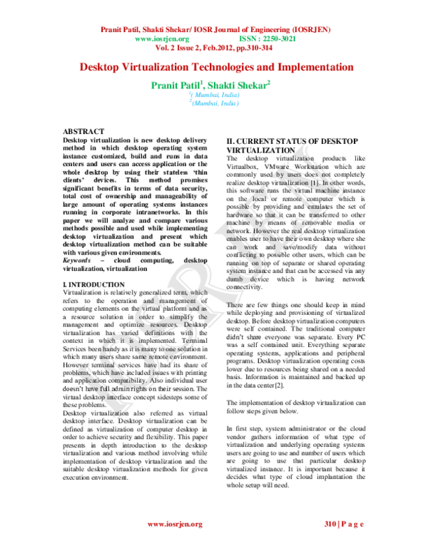 (PDF) Desktop Virtualization Technologies and Implementation