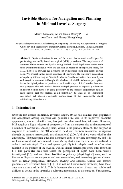 (PDF) Invisible Shadow for Navigation and Planning in Minimal Invasive ...