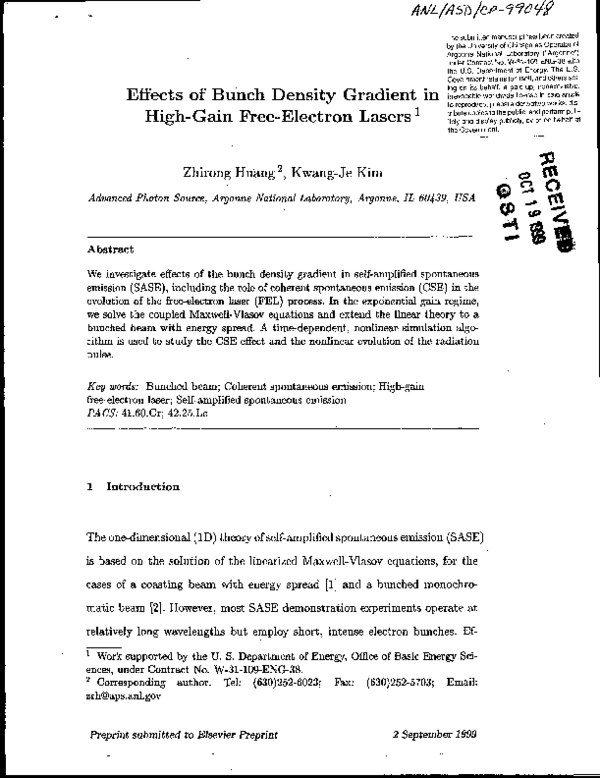 (PDF) Effects of bunch density gradient in high-gain free-electron lasers