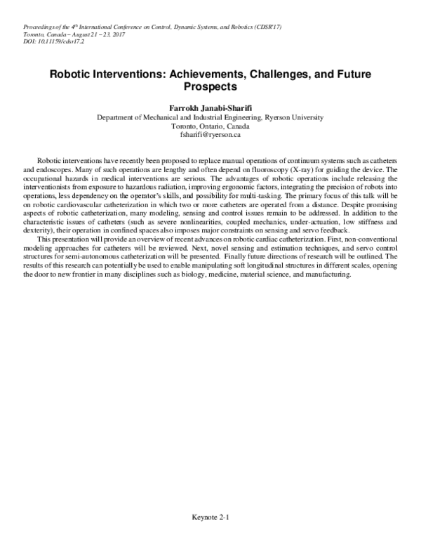 (PDF) Robotic Interventions: Achievements, Challenges, and Future Prospects