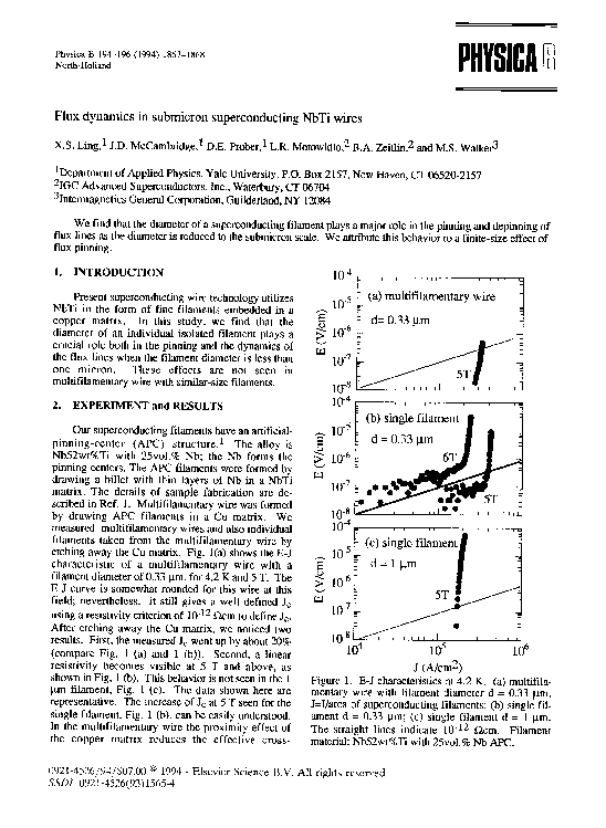 Pdf Flux Dynamics In Submicron Superconducting Nbti Wires Xinsheng Sean Ling