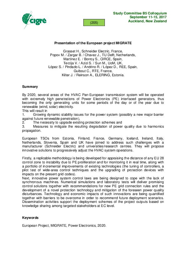 (PDF) Presentation of the European project MIGRATE