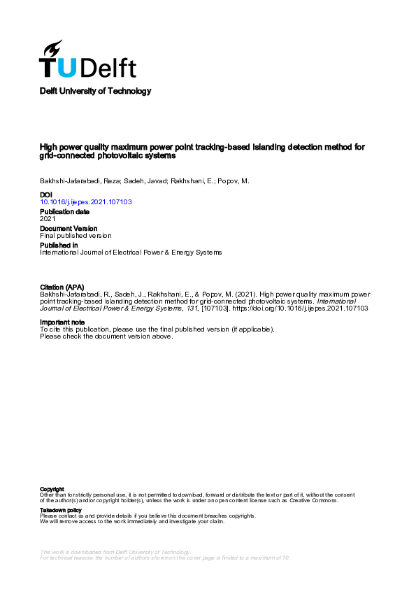 Pdf High Power Quality Maximum Power Point Tracking Based Islanding