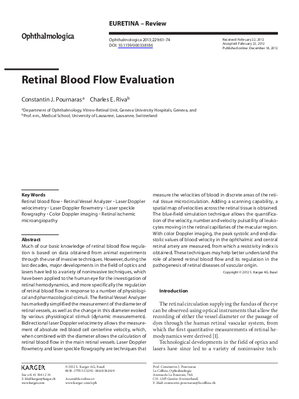(PDF) Retinal Blood Flow Evaluation