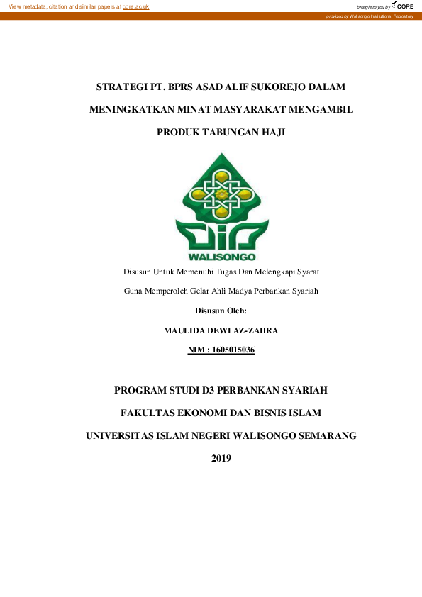(PDF) Strategi PT. BPRS Asad Alif Sukorejo dalam meningkatkan minat ...
