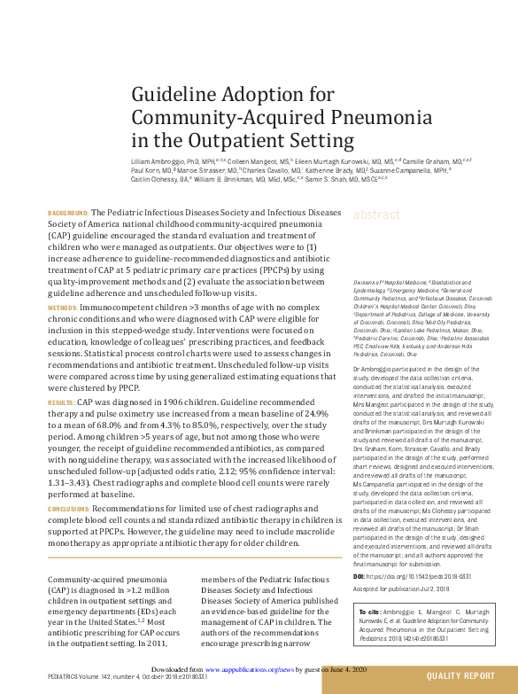 (PDF) Guideline Adoption for Community-Acquired Pneumonia in the ...