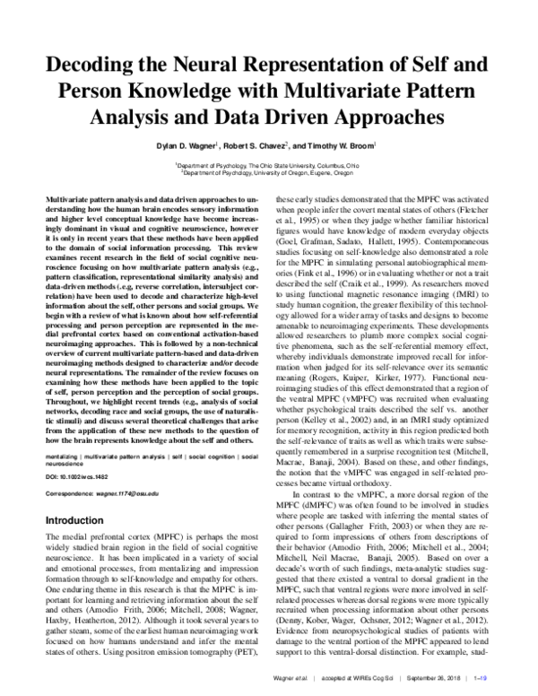 (PDF) Decoding the neural representation of self and person knowledge with multivariate pattern ...