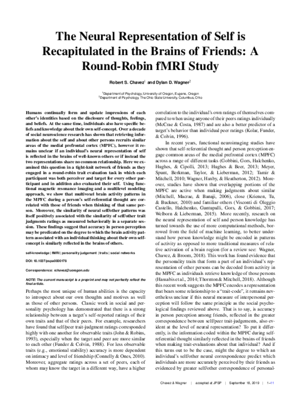(PDF) The neural representation of self is recapitulated in the brains ...