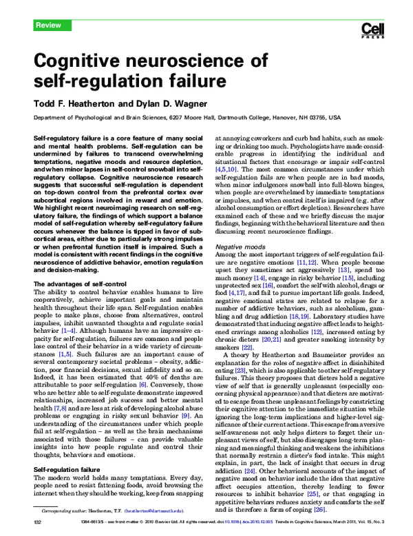 (PDF) Cognitive neuroscience of self-regulation failure