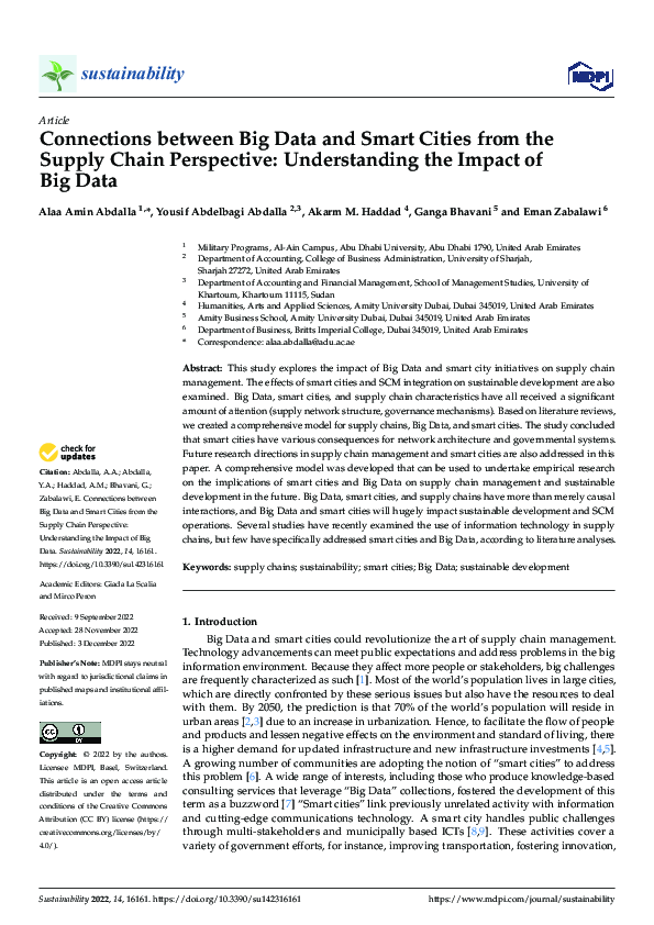 (PDF) Connections between Big Data and Smart Cities from the Supply Chain Perspective ...