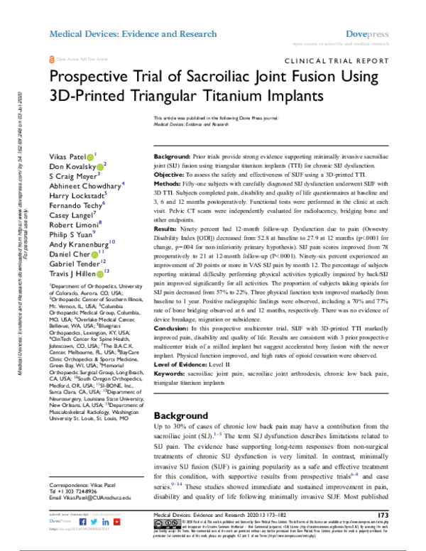 (PDF) Prospective Trial of Sacroiliac Joint Fusion Using 3D-Printed ...