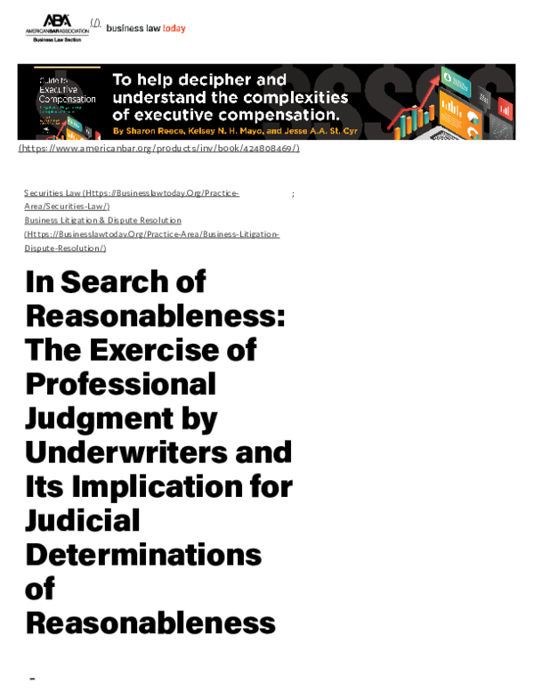 (PDF) In Search of Reasonableness: The Exercise of Professional ...