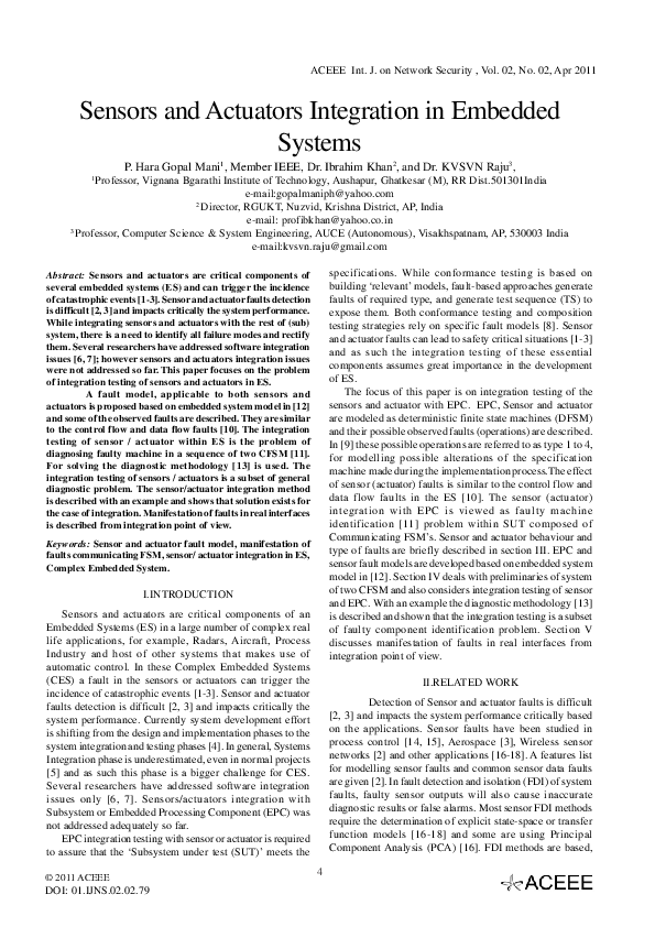 (PDF) Sensors and Actuators Integration in Embedded Systems
