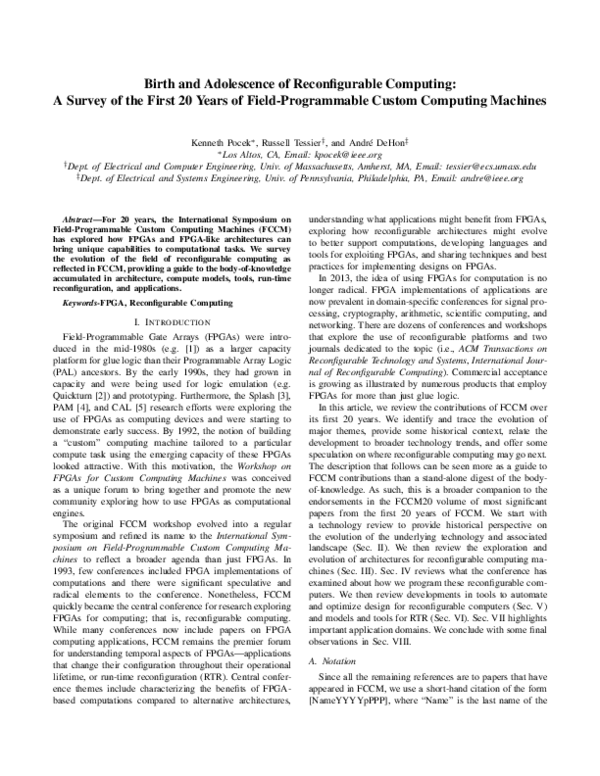Pdf Birth And Adolescence Of Reconfigurable Computing A Survey Of