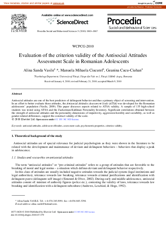 (PDF) Evaluation of the criterion validity of the Antisocial Attitudes ...