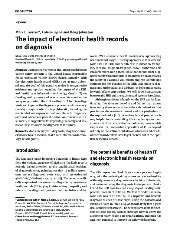 (PDF) The impact of electronic health records on diagnosis