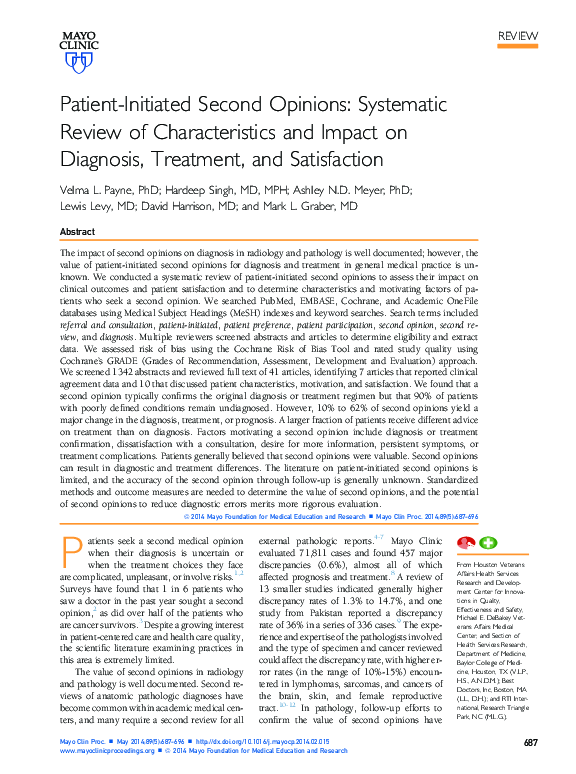 (PDF) Patient-Initiated Second Opinions: Systematic Review of ...
