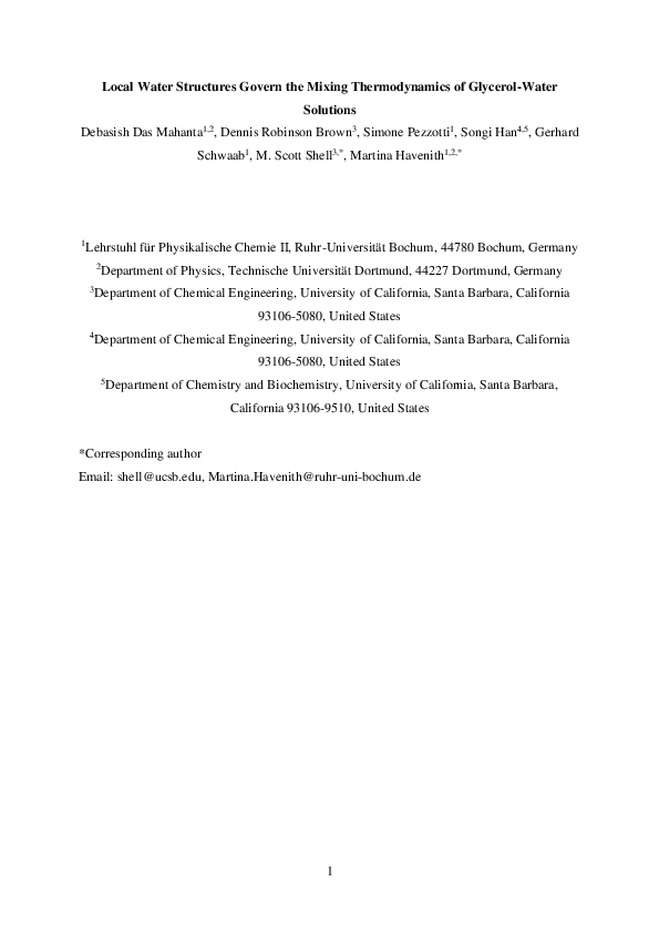 (PDF) Local Water Structures Govern the Mixing Thermodynamics of ...