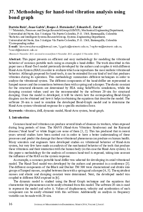 (PDF) Methodology for hand-tool vibration analysis using bond graph