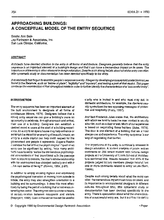 (PDF) Approaching Buildings: A Conceptual Model of the Entry Sequence