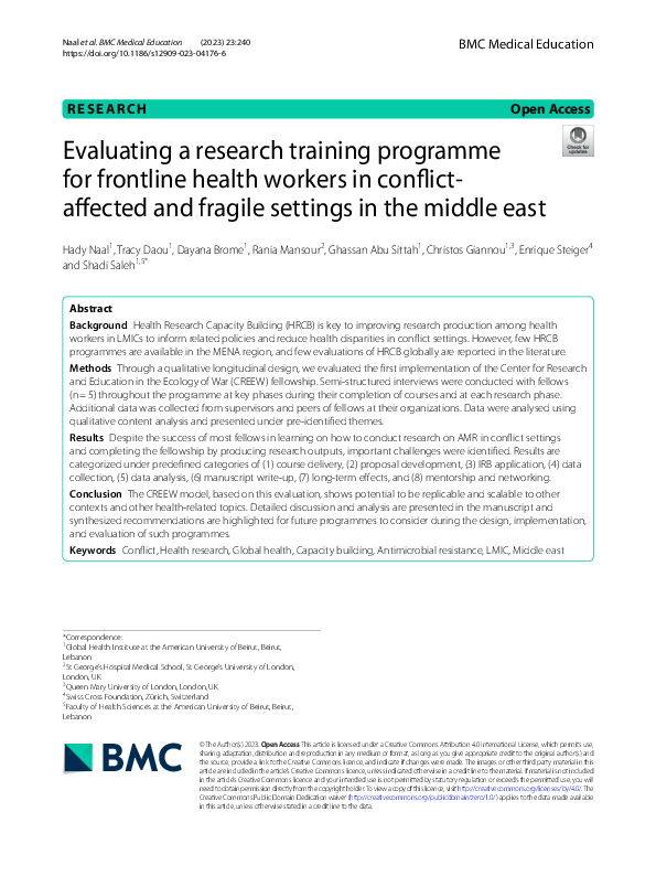 (PDF) Evaluating a Research Training Programme for Frontline Health ...