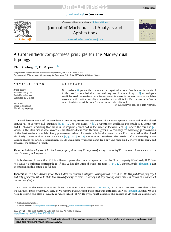 (PDF) A Grothendieck compactness principle for the Mackey dual topology