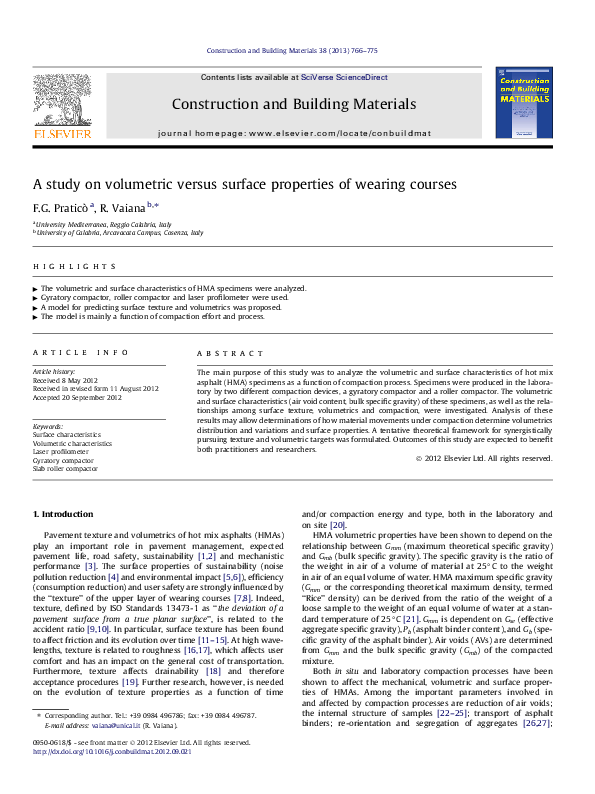 (PDF) A study on volumetric versus surface properties of wearing ...
